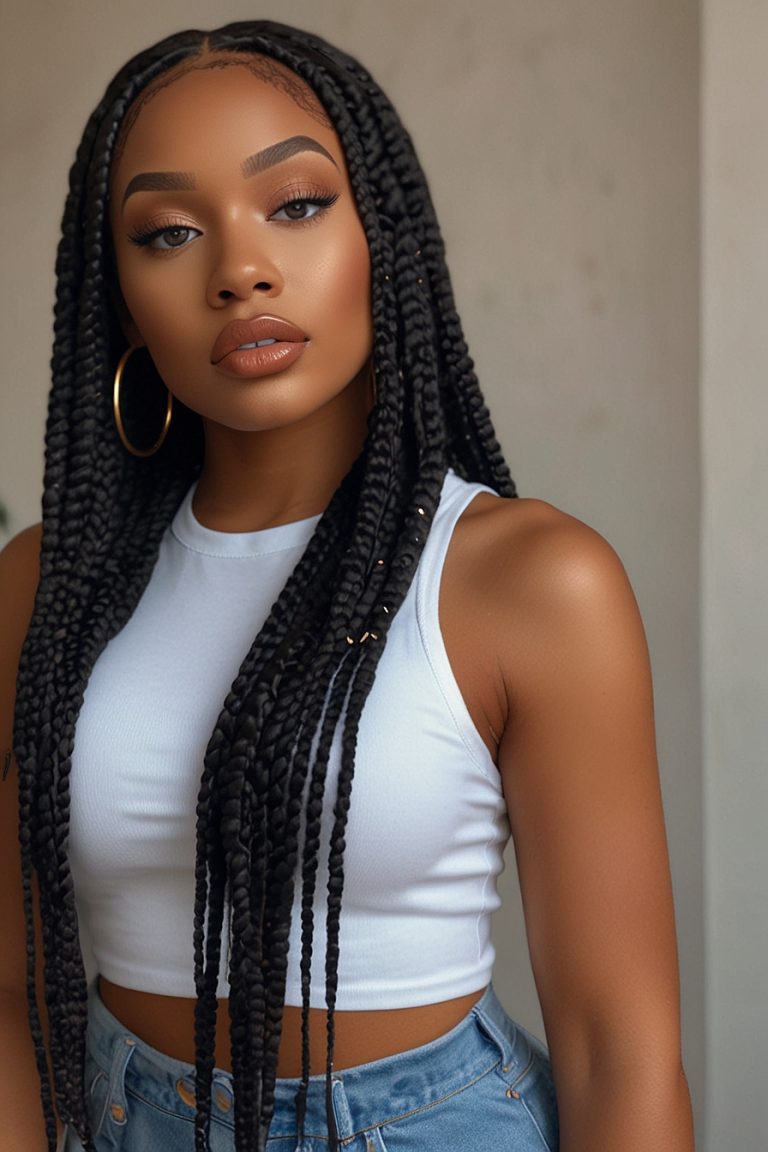 10 Stunning Large Knotless Box Braids Side Part Styles - Benjamin ...